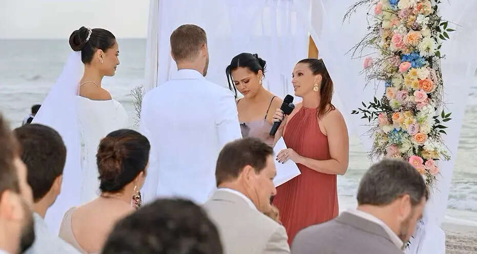 Andrea Meza marries Ryan Proctor in a dreamy seaside ceremony, wears ...