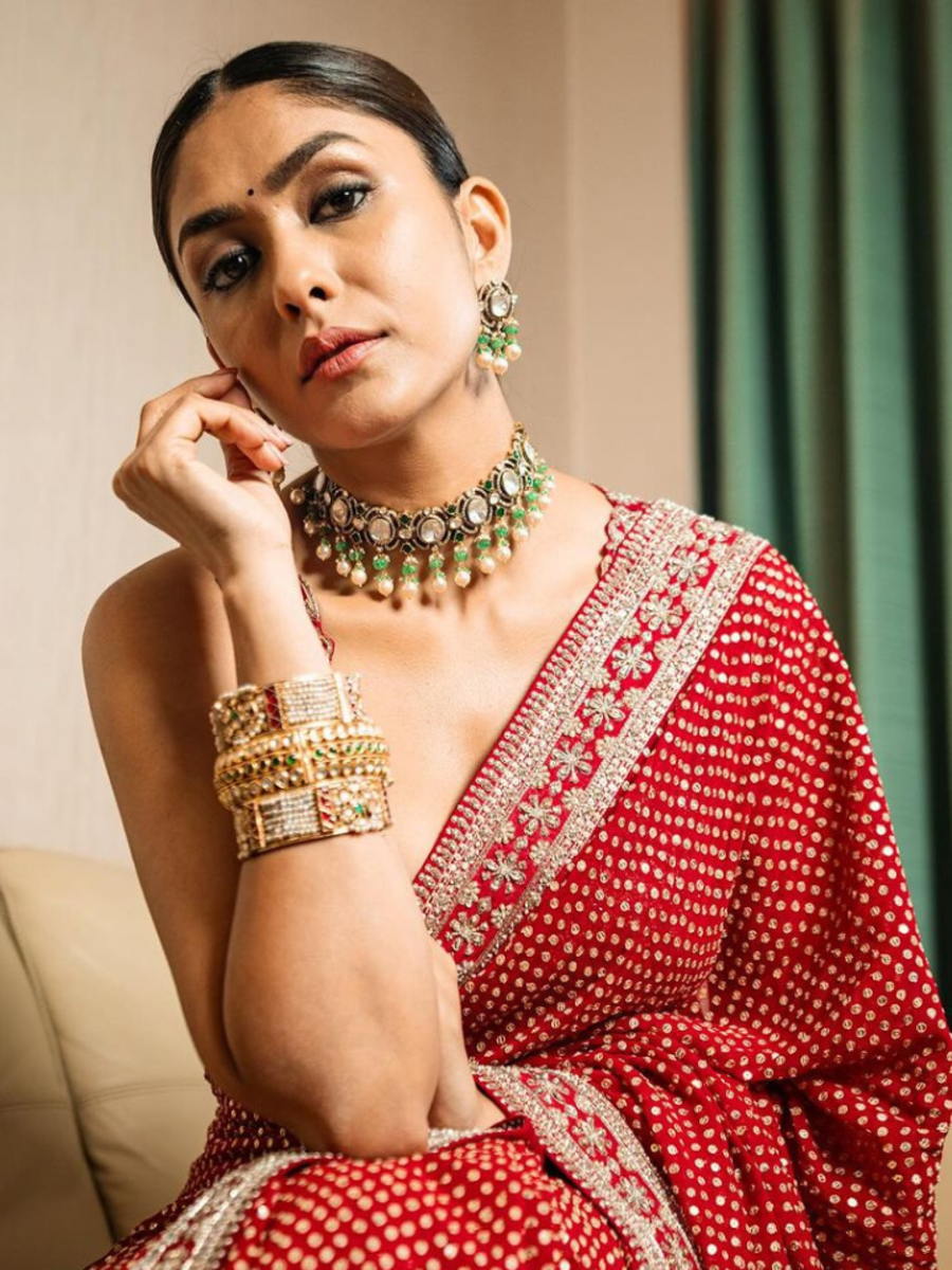 Mrunal Thakur Exudes Elegance In Stunning Red Saree | Times Now