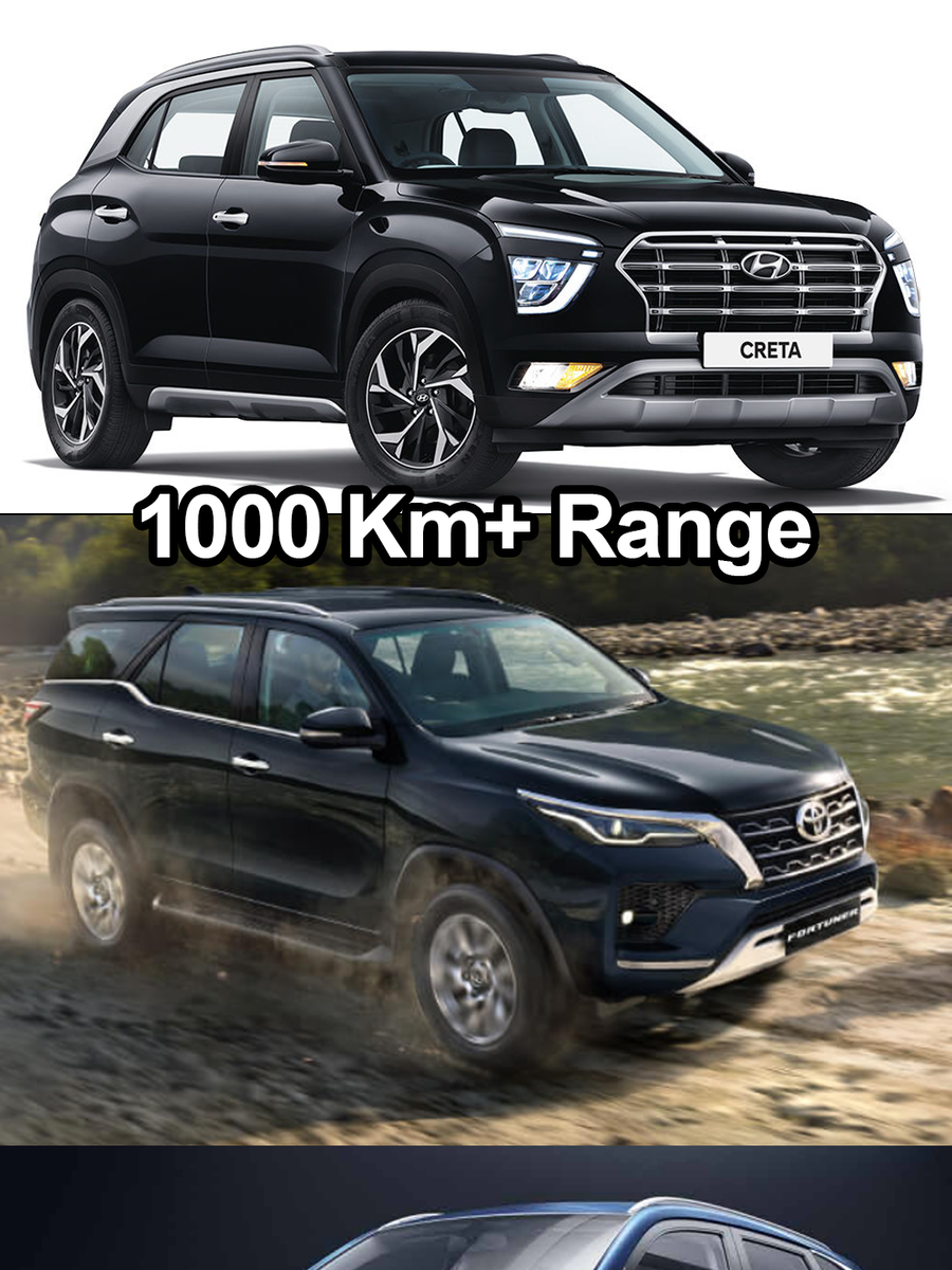 5 SUVs With 1000 Km + Range, Hyundai Creta, Maruti Suzuki Grand Vitara, Toyota Fortuner, Kia ...