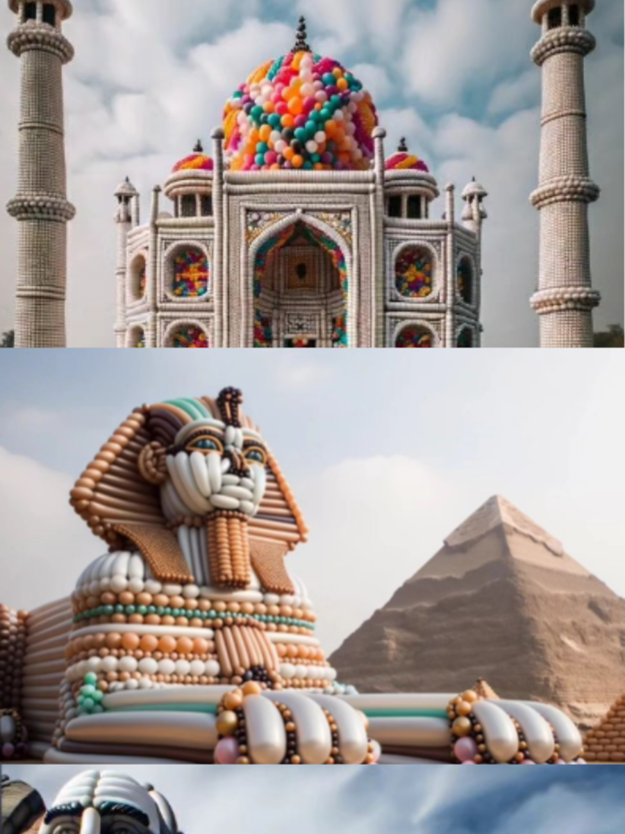 AI Imagines Monuments Made of Balloons: Statue of Liberty, Eiffel Tower, Colosseum, Machu Picchu ...