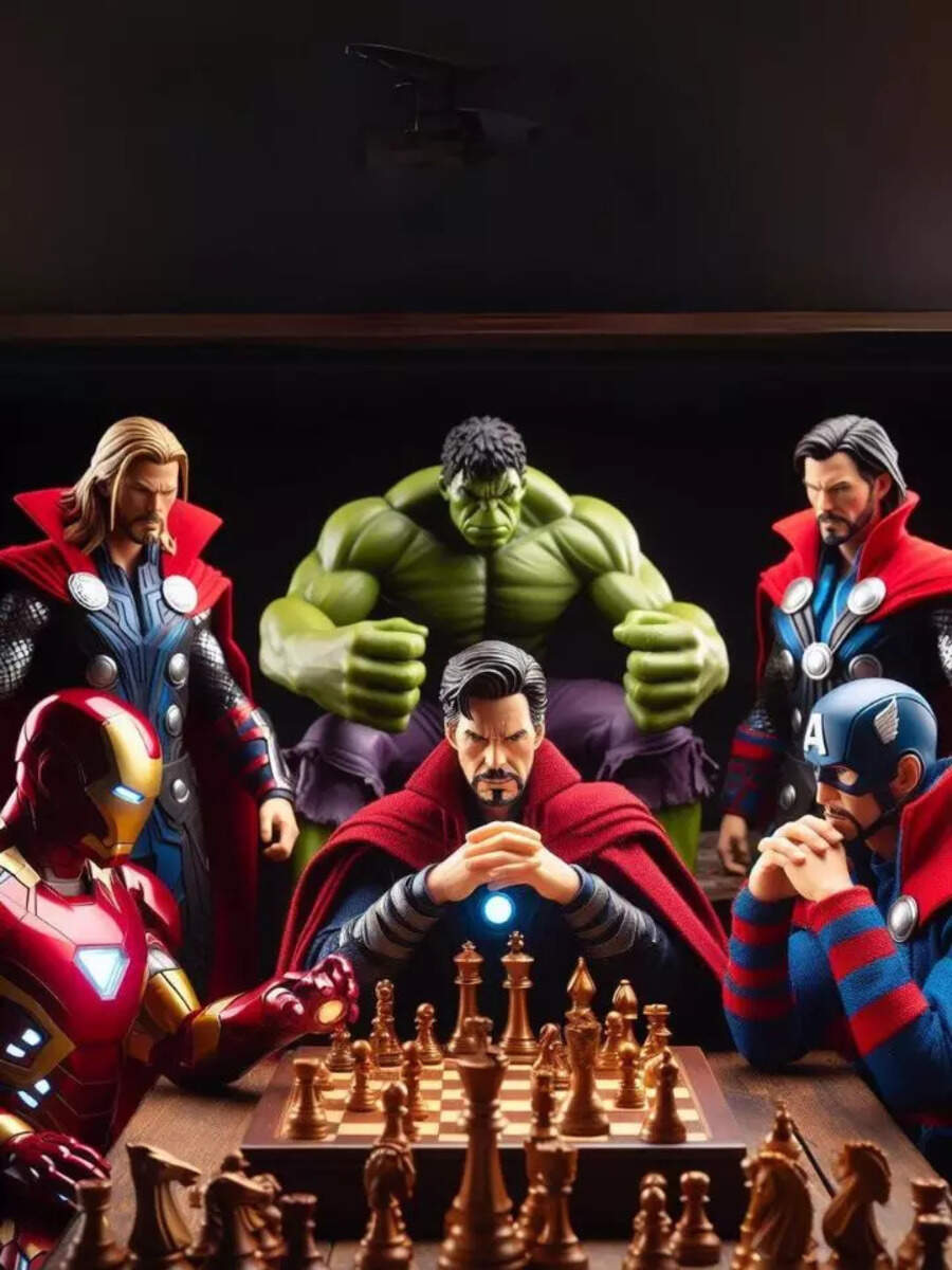 AI Imagines Superheroes Playing Chess: Iron Man, Hulk, Batman, Superman ...