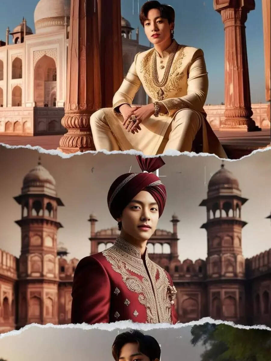 AI Imagines BTS In Indian Sherwanis: V, Min Yoongi, Jeon Jungkook, Kim ...