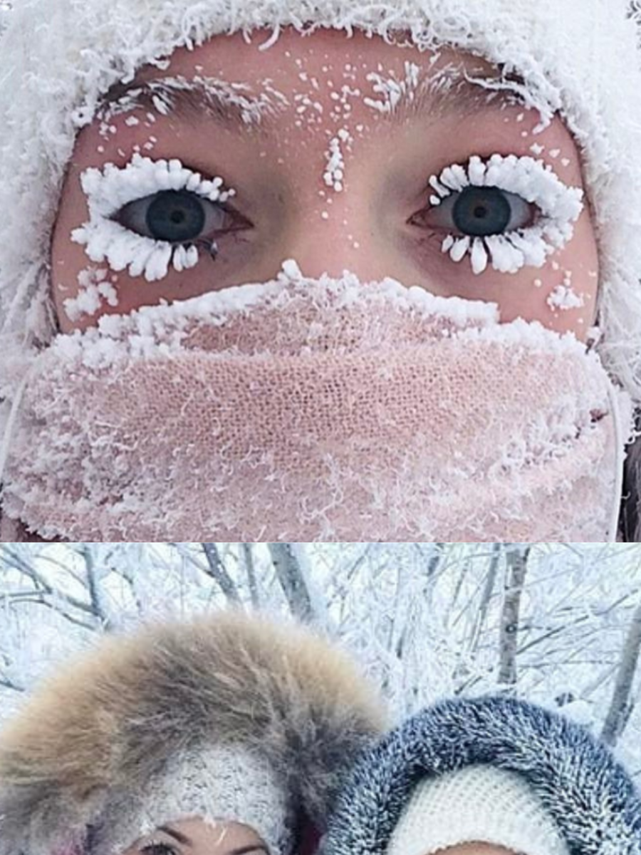 Eyelashes freezing at -51°C: Photos from world's coldest city Yakutsk ...